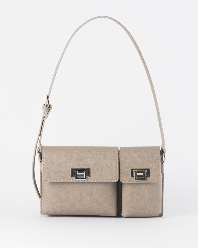 Tan Leather Shoulder Bags | Flip Bag Desert Beige | Ten Tones