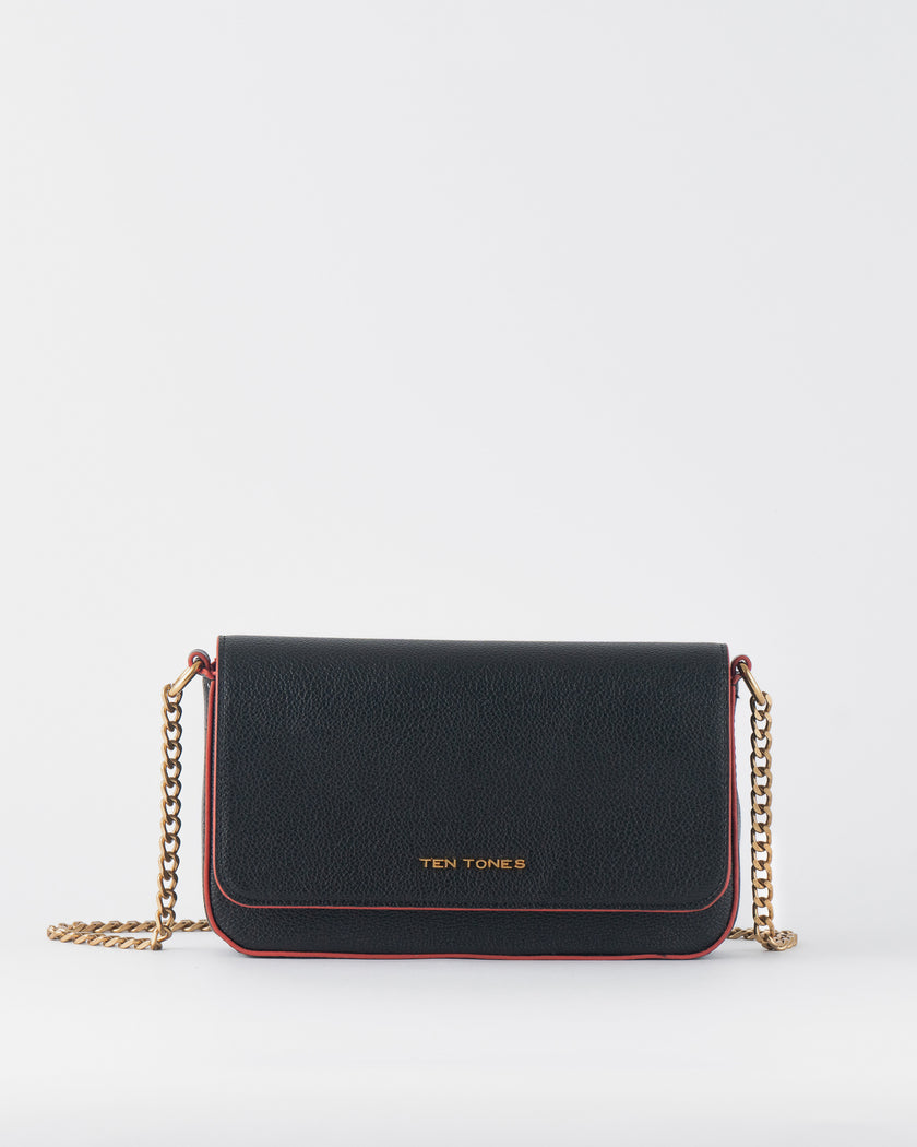 Black Chain Shoulder Bag | Wallet Chain Bag Black | Ten Tones